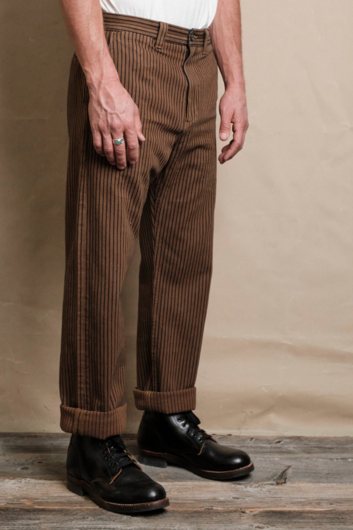 Deck Pant | Brown Herringbone Dobby