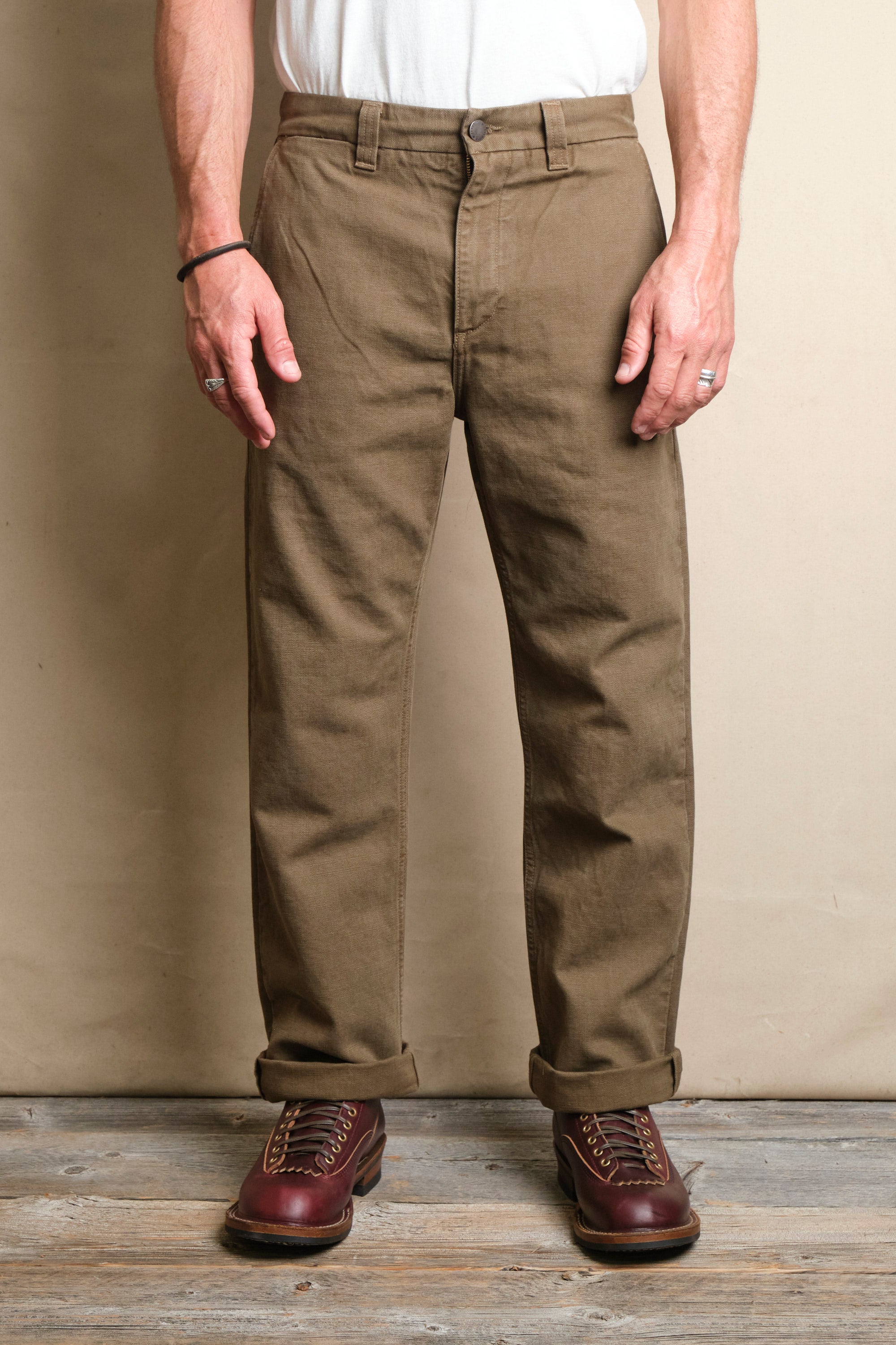 Deck Pant | 14 Ounce Slub Army Green