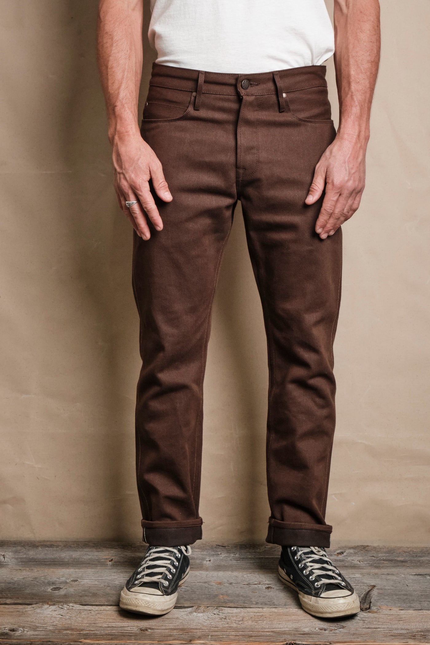 Rios Slim Striaght | 15 Ounce Dark Brown Denim