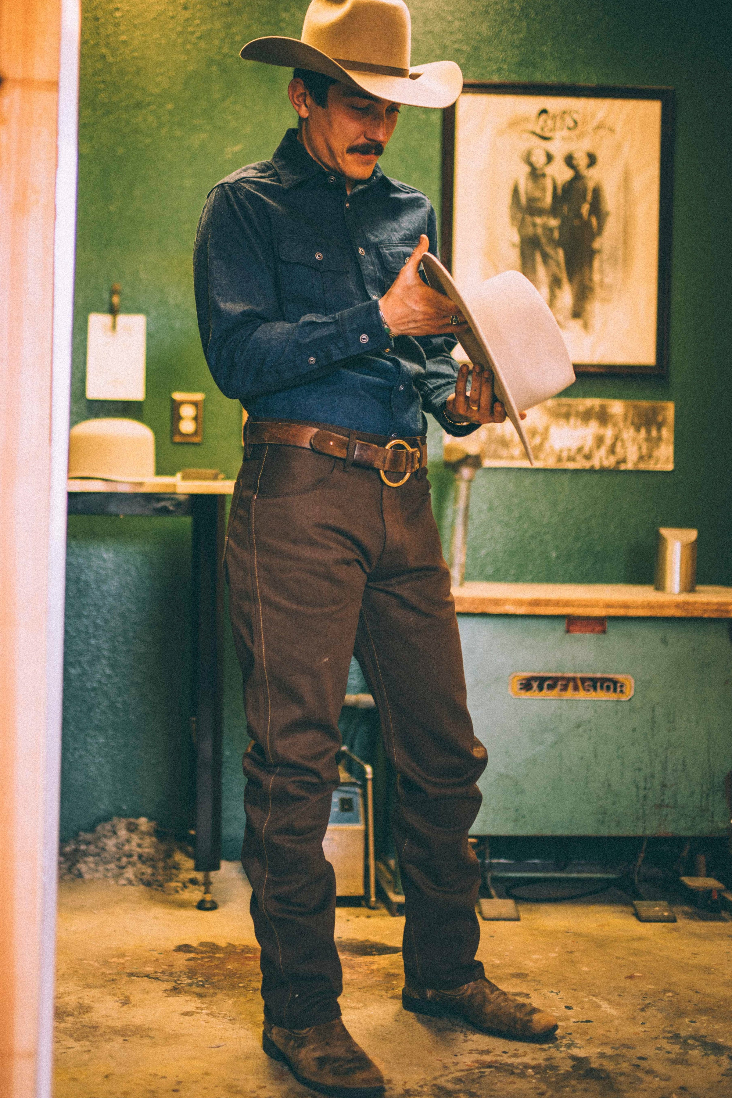 Wilkes Western Cut | 15 Ounce Dark Brown Denim