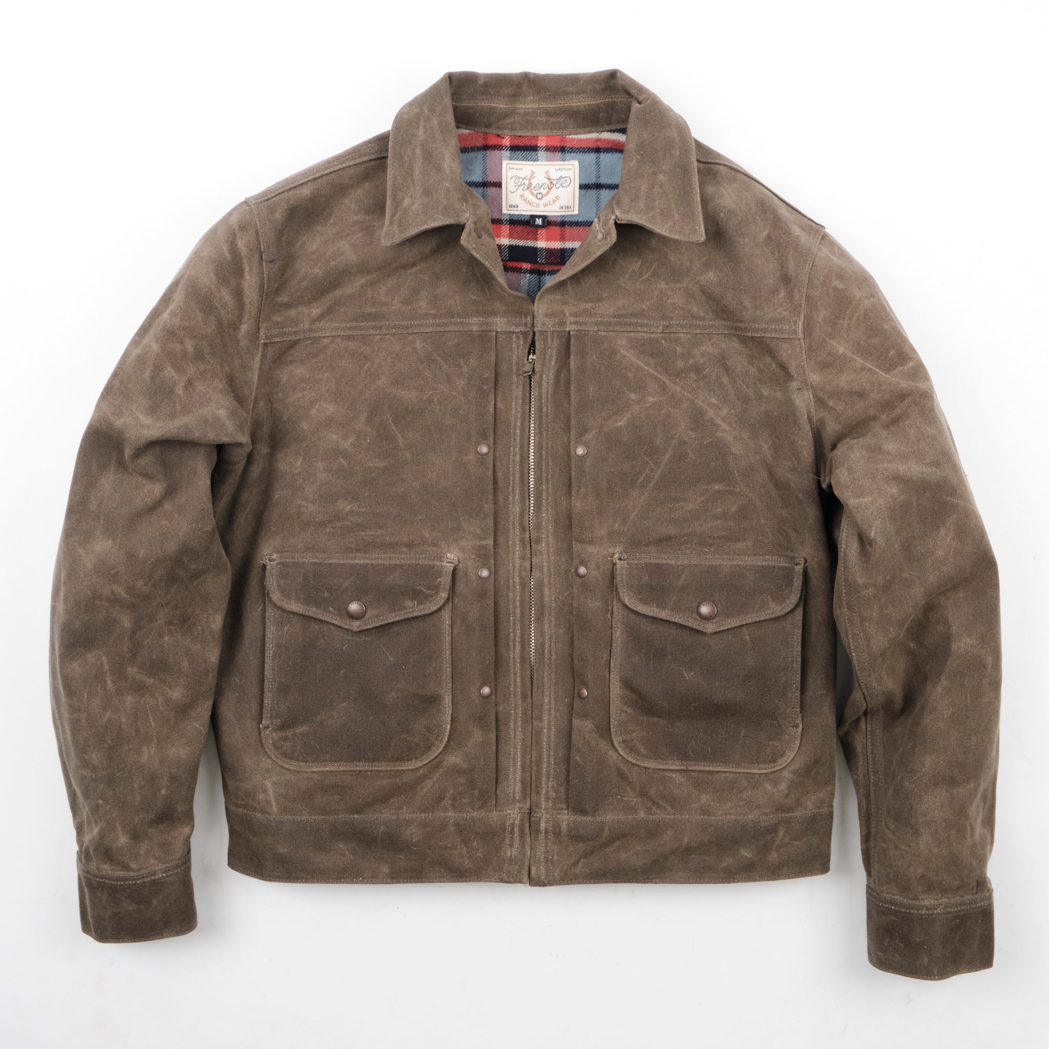 Faro Jacket | 20 Ounce Tobacco Waxed Canvas Blue Lining
